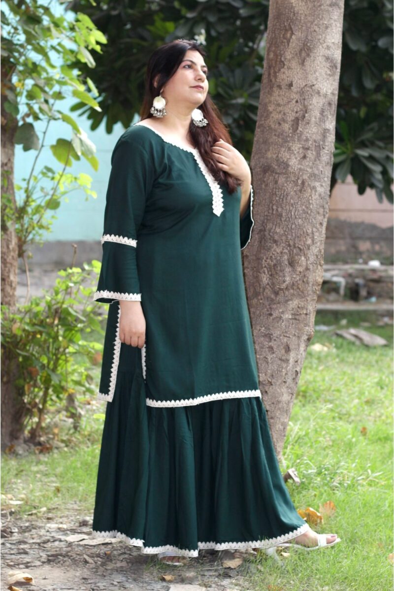 Green Sharara Set up to 11XL Shop Now - AdiRicha