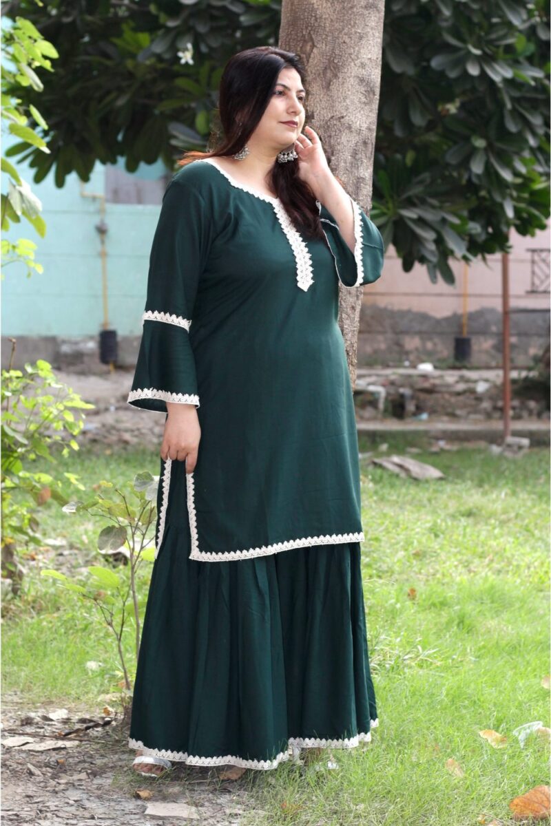 Green Sharara Set up to 11XL Shop Now - AdiRicha